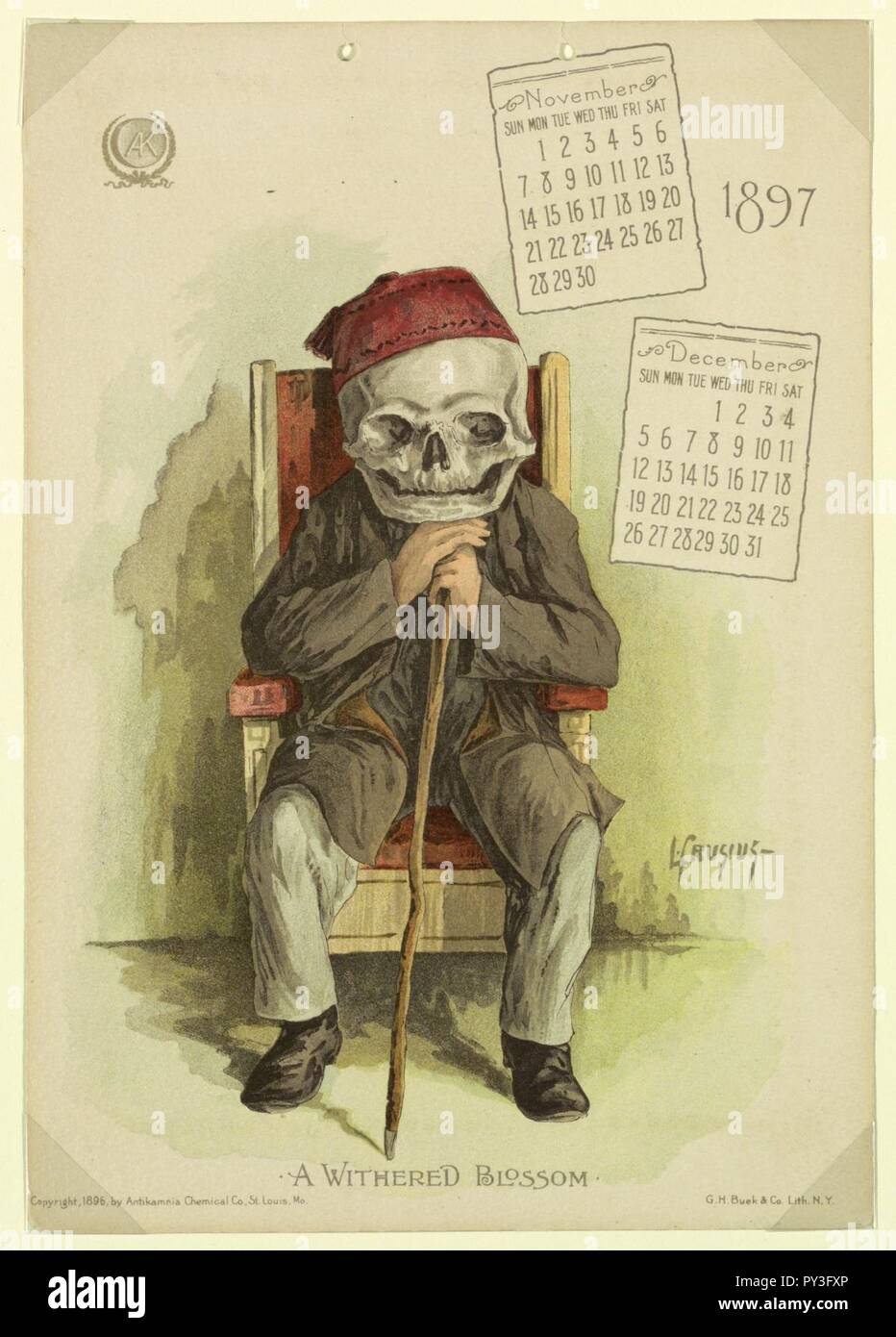 Calendar, The Antikamnia Calendar, 1897 Stock Photo - Alamy