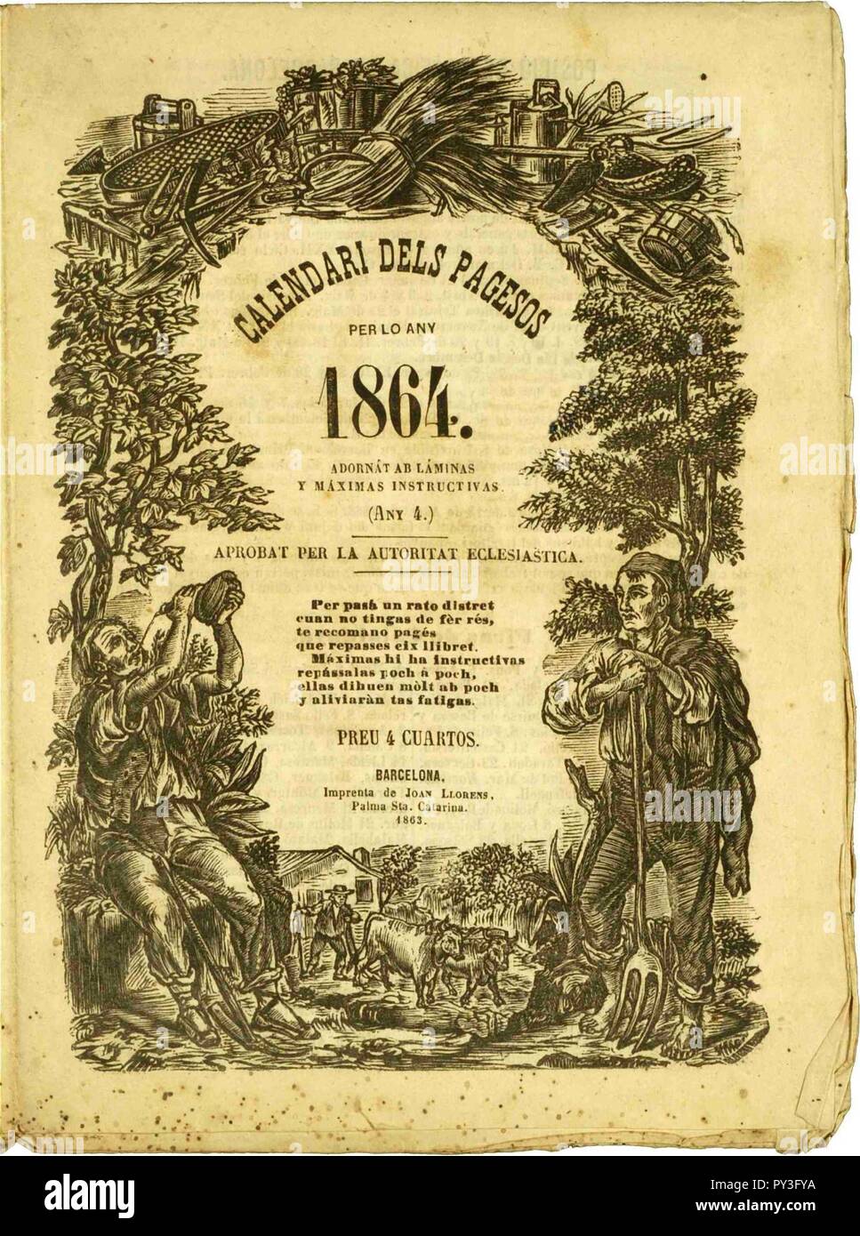 Calendari dels Pagesos - 1864 Stock Photo - Alamy