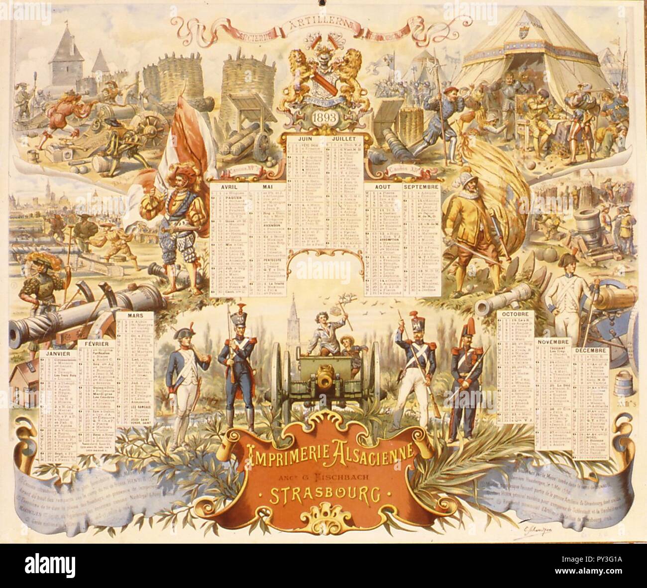 Calendrier 1893 par Émile Schweitzer Stock Photo - Alamy