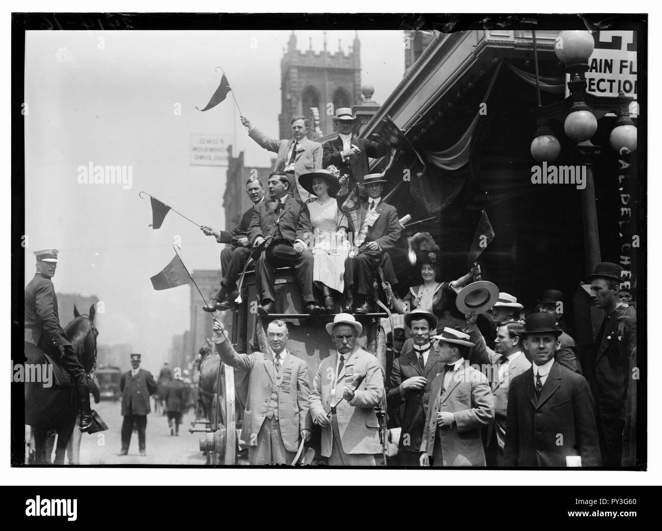 California delegates cheering on stagecoach at the 1912 Republican ...