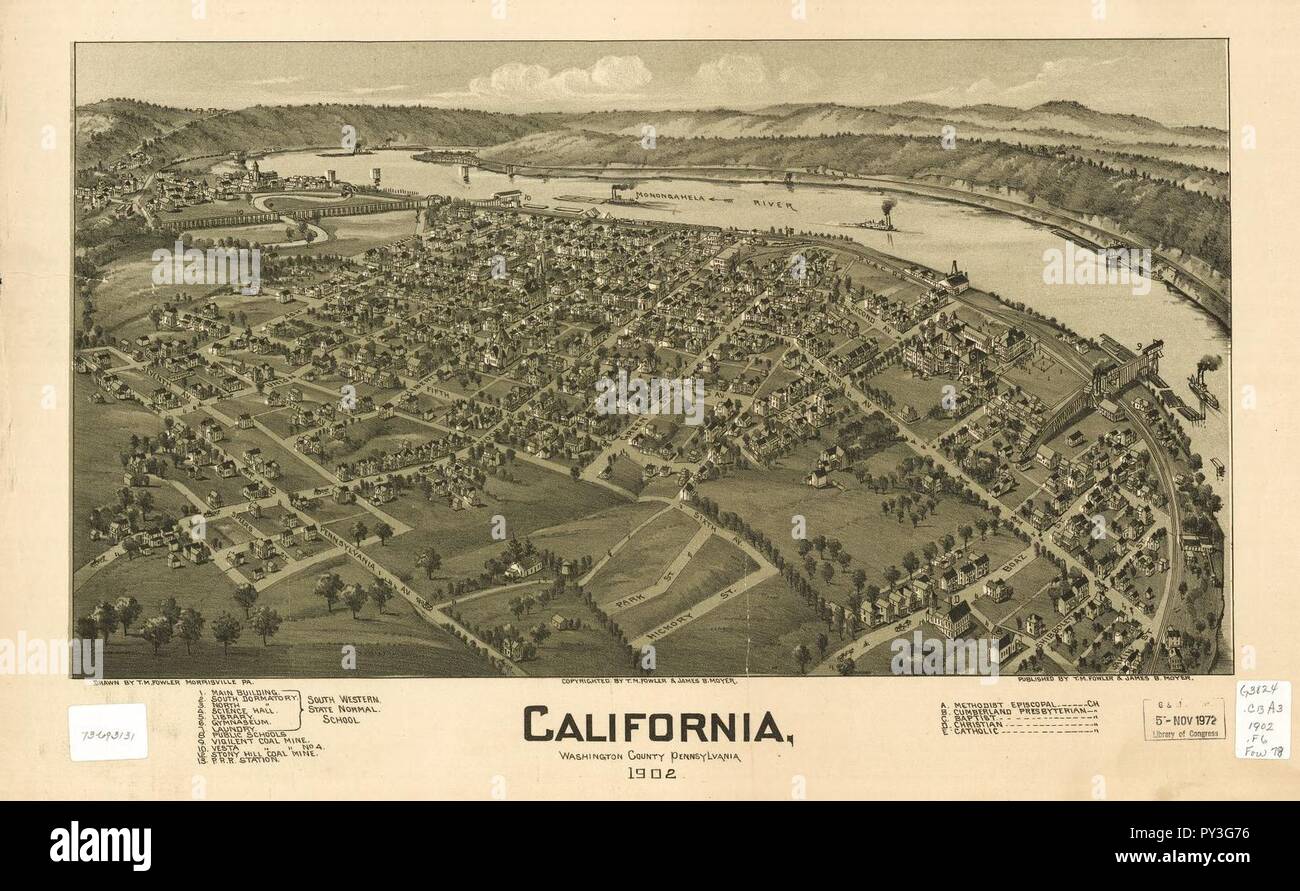 California PA map 1902 Stock Photo - Alamy