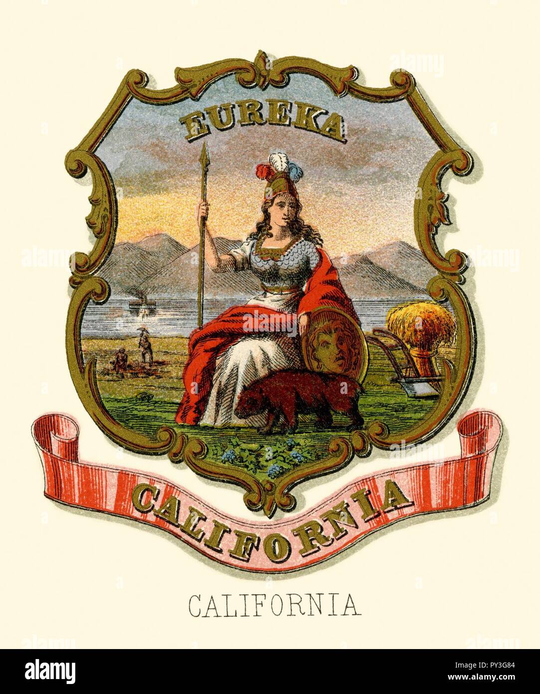 California state coat of arms (illustrated, 1876 Stock Photo - Alamy