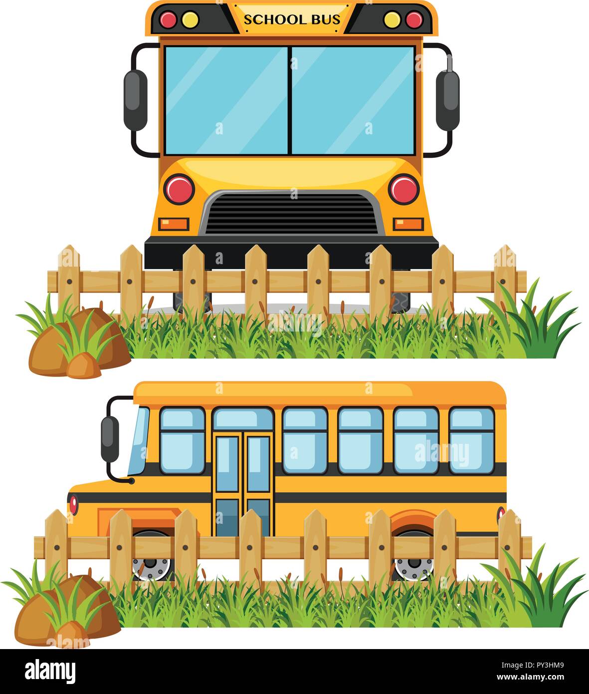 A font and side school bus illustration Stock Vector Image & Art - Alamy