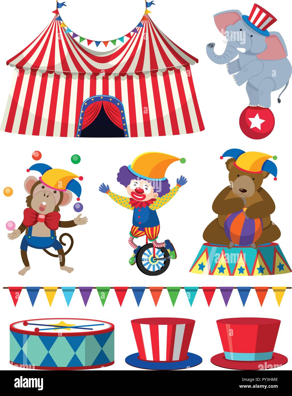 A Set of Circus Entertainment Show illustration Stock Vector Image ...