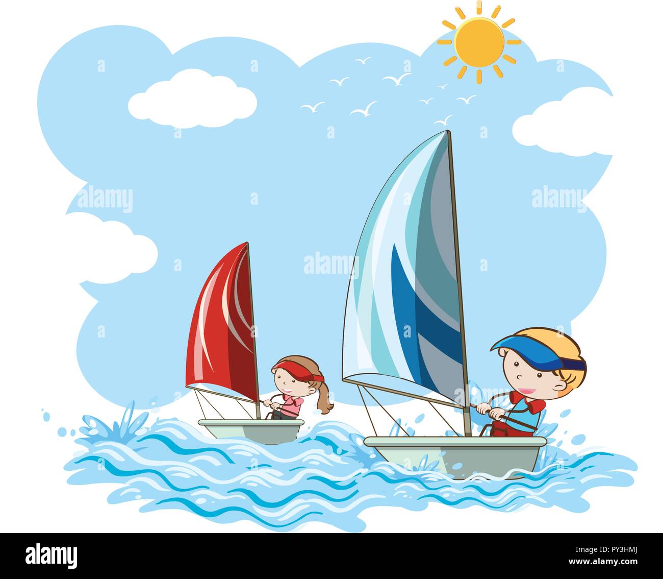 Sailboat Competition on White Background illustration Stock Vector ...