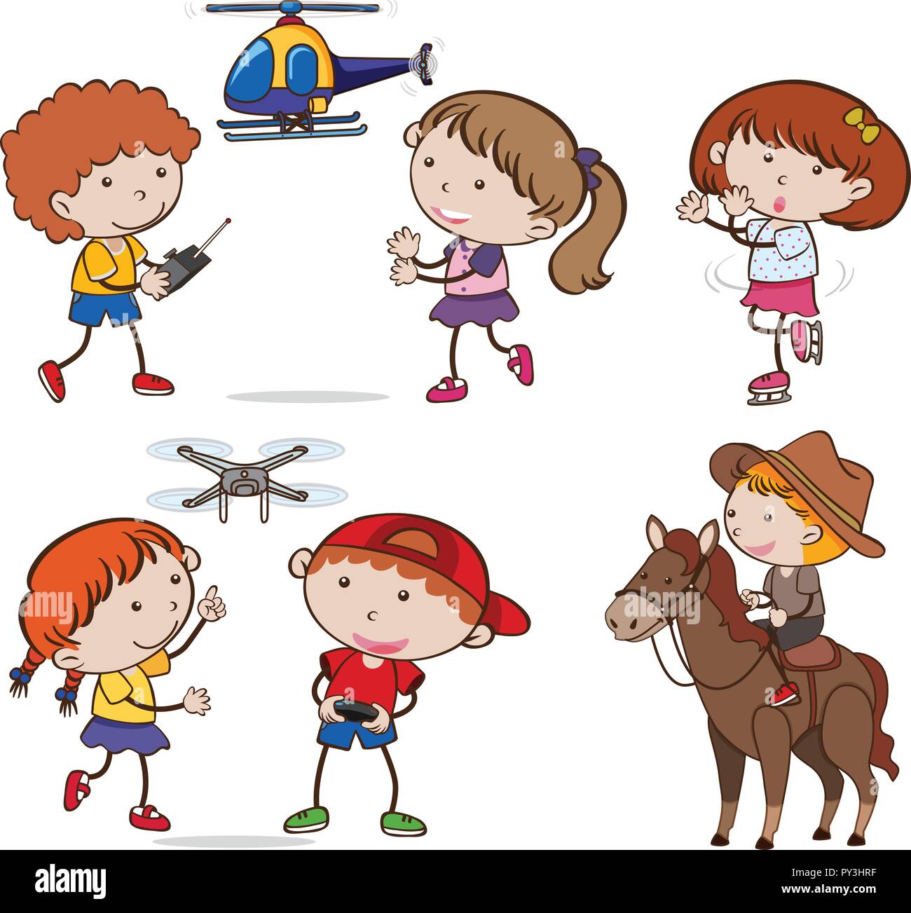 A Set of Kids doing Activities illustration Stock Vector Image & Art ...