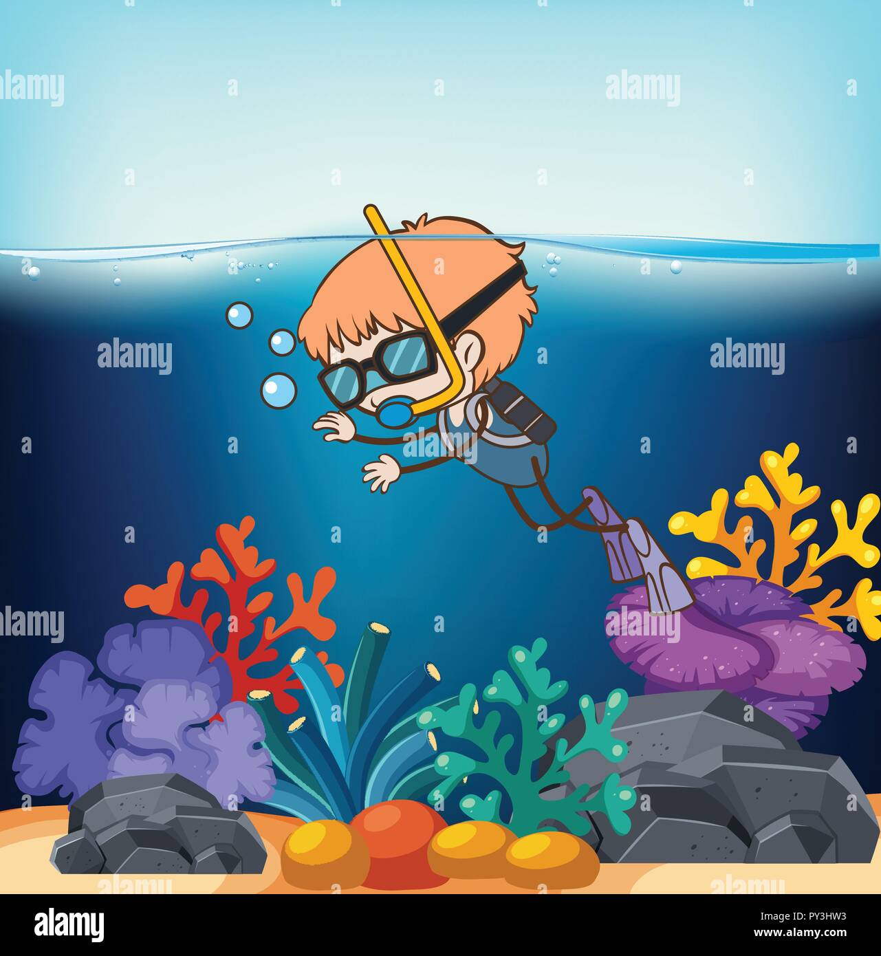 Boy diving into sea Stock Vector Images - Alamy
