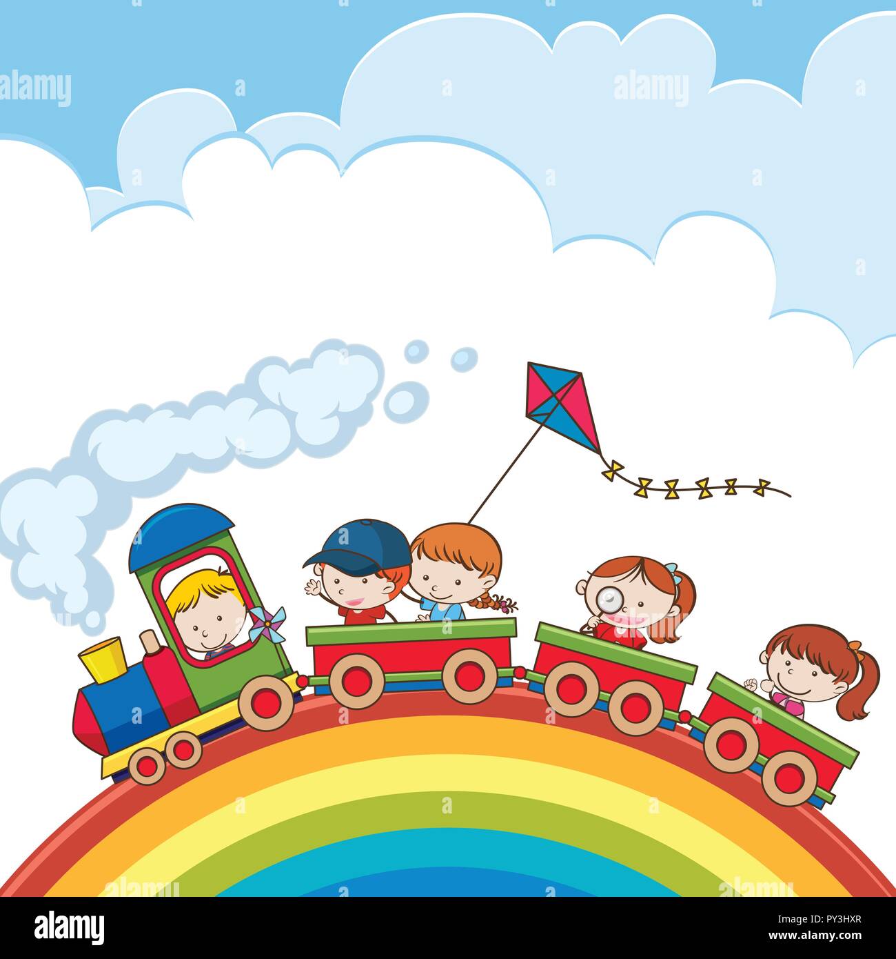 Train going over a rainbow illustration Stock Vector Image & Art - Alamy