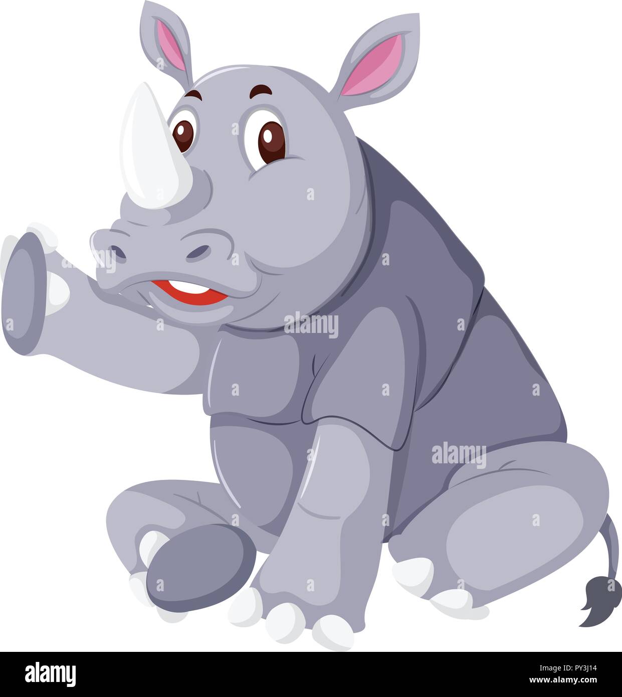 A cute rhinoceros on white background illustration Stock Vector Image ...
