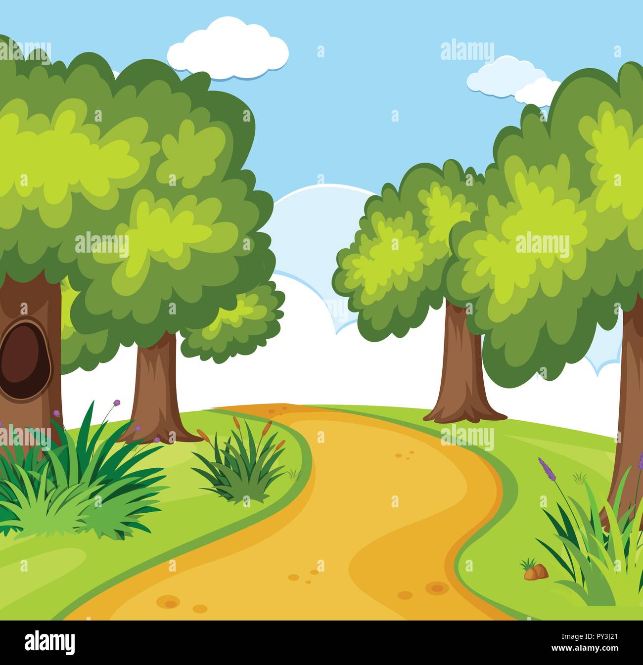 A beautiful road landscape illustration Stock Vector Image & Art - Alamy