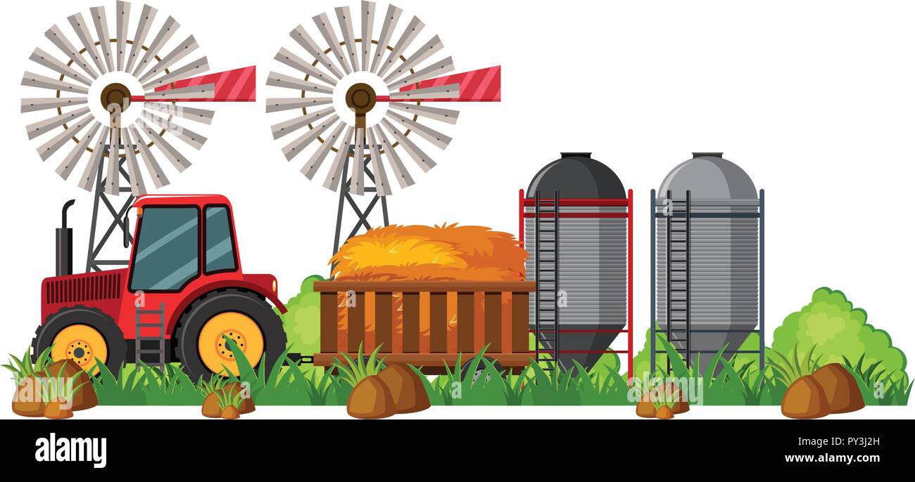 A Farming Scene and Tractor illustration Stock Vector Image & Art - Alamy