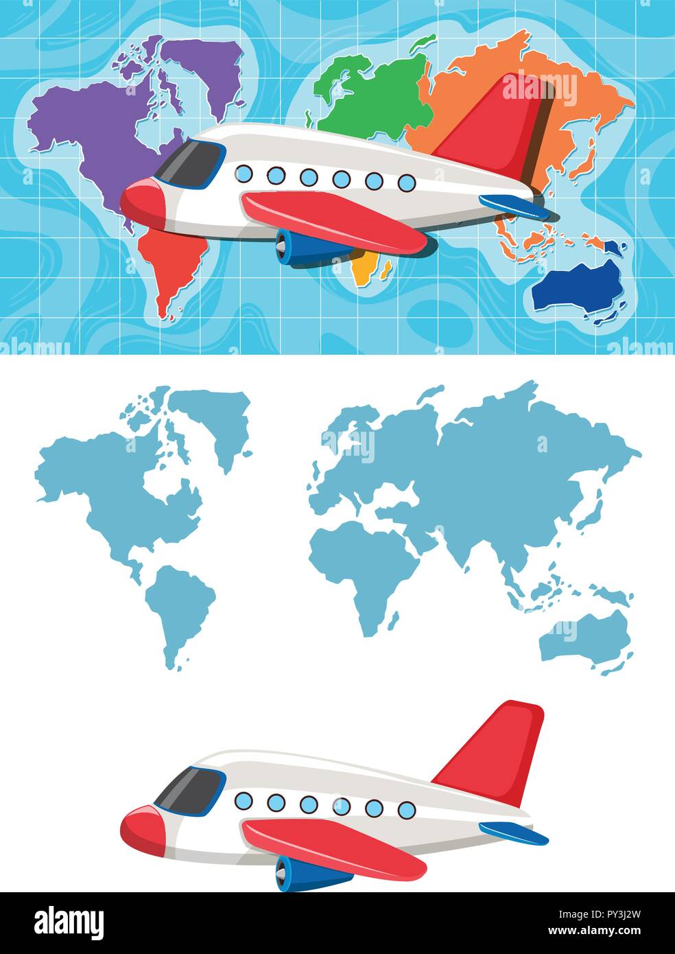 Plane and Wold Map Template illustration Stock Vector Image & Art - Alamy