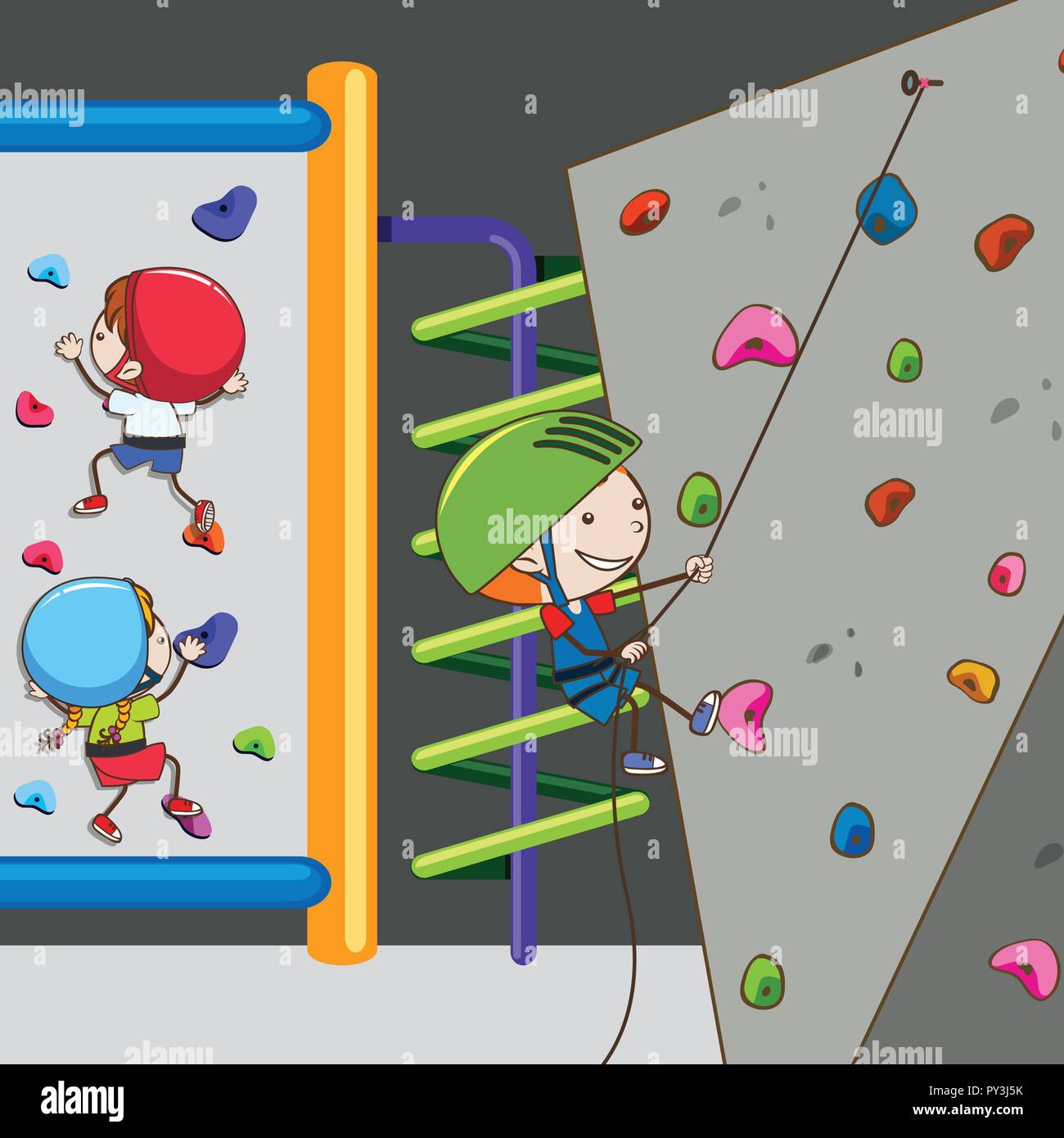 Rope climbing children gym Stock Vector Images - Alamy