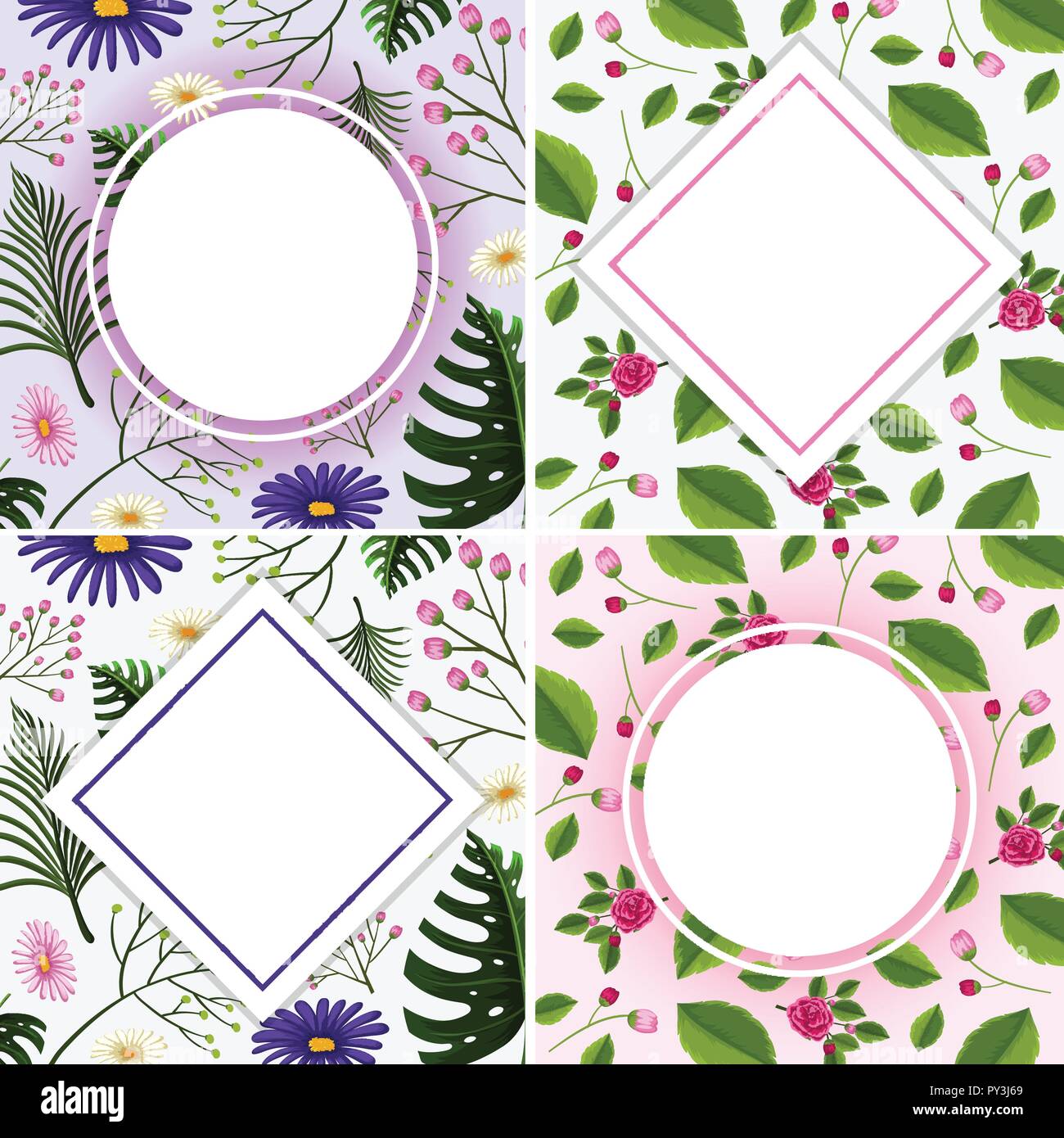 A set of vintage flower frame illustration Stock Vector Image & Art - Alamy
