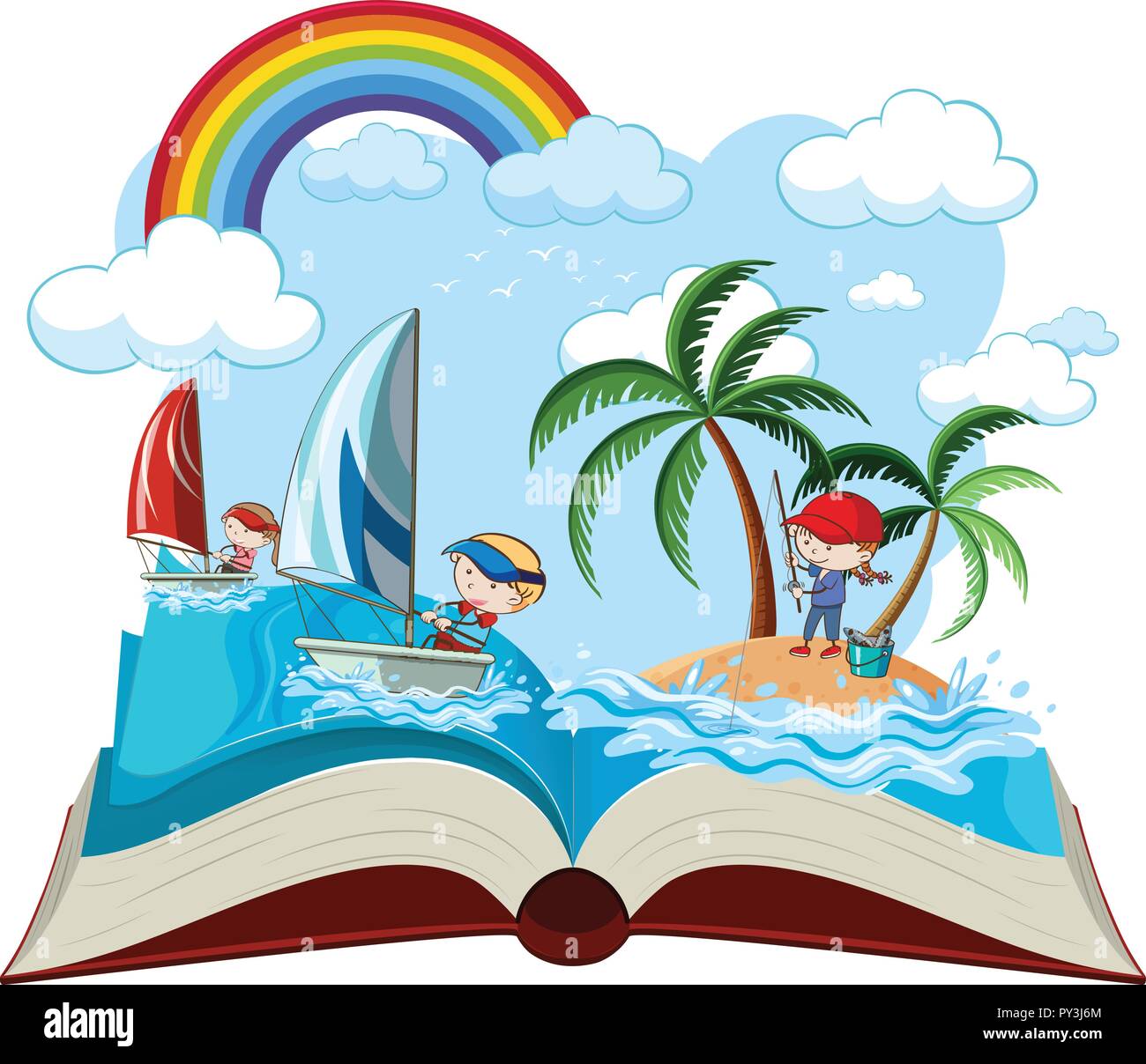 Open book sea activity illustration Stock Vector Image & Art - Alamy