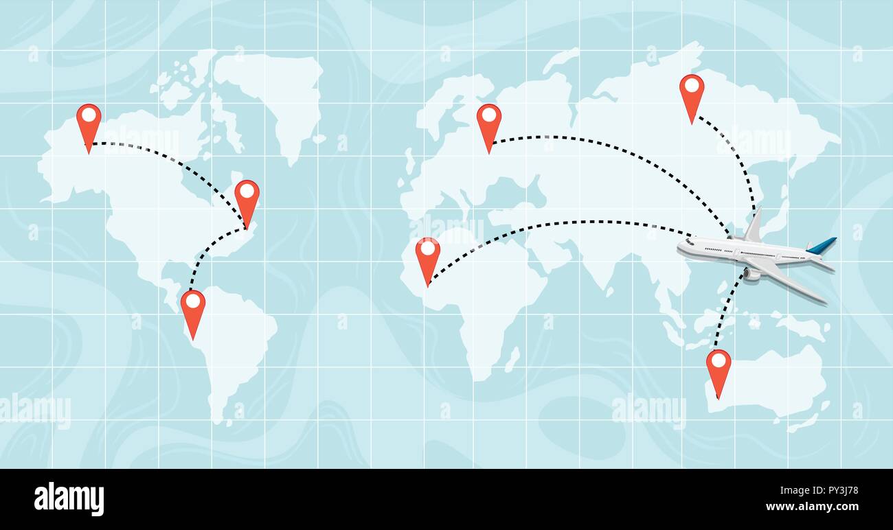 A world map destination illustration Stock Vector Image & Art - Alamy