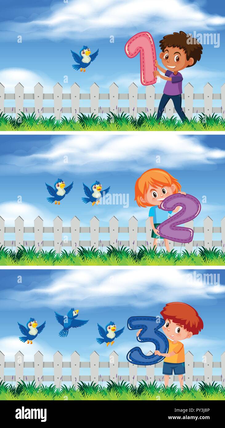 Children holding number scenes illustration Stock Vector Image & Art ...