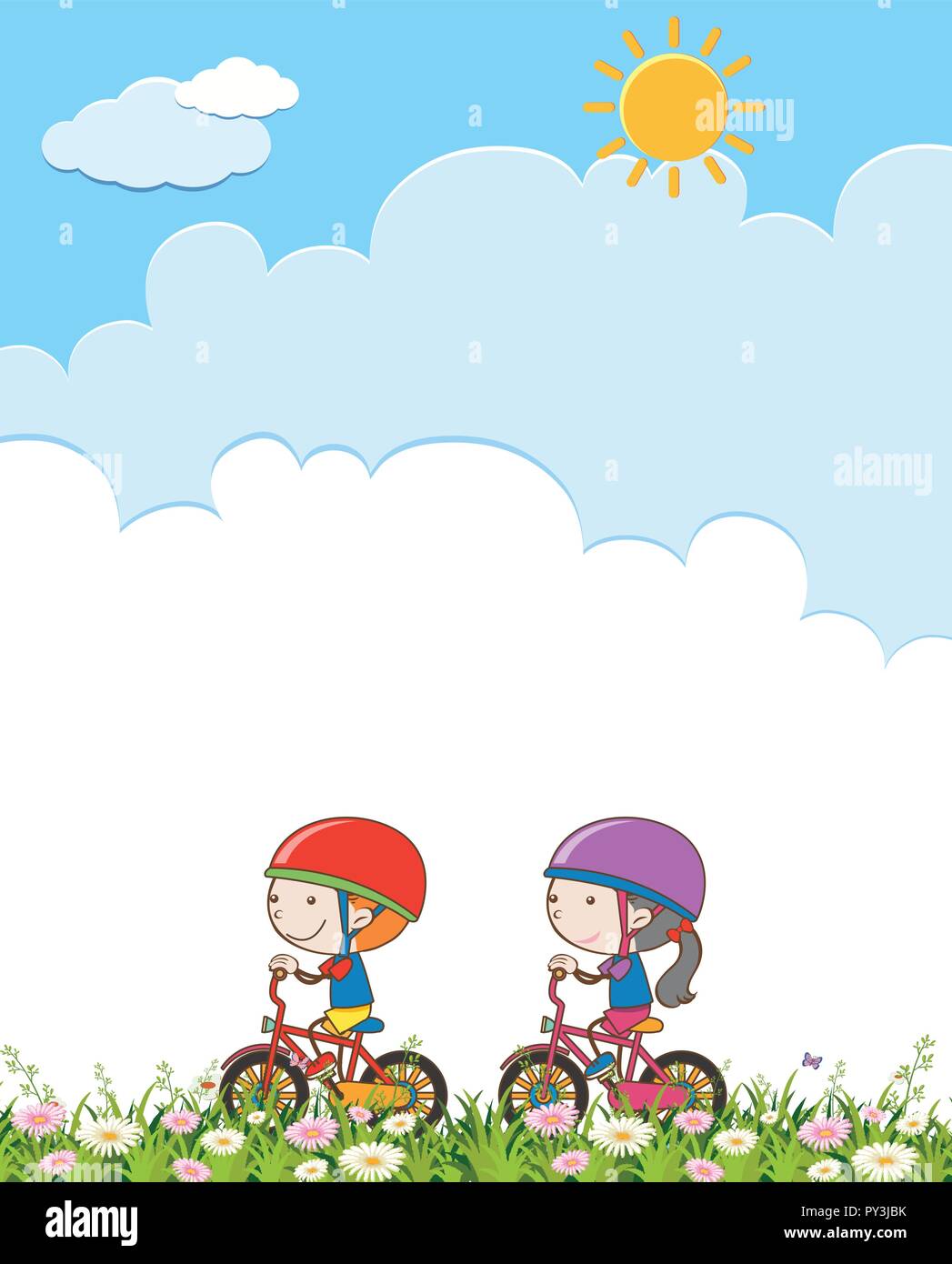 Cartoon image kid riding bicycle hi-res stock photography and images ...