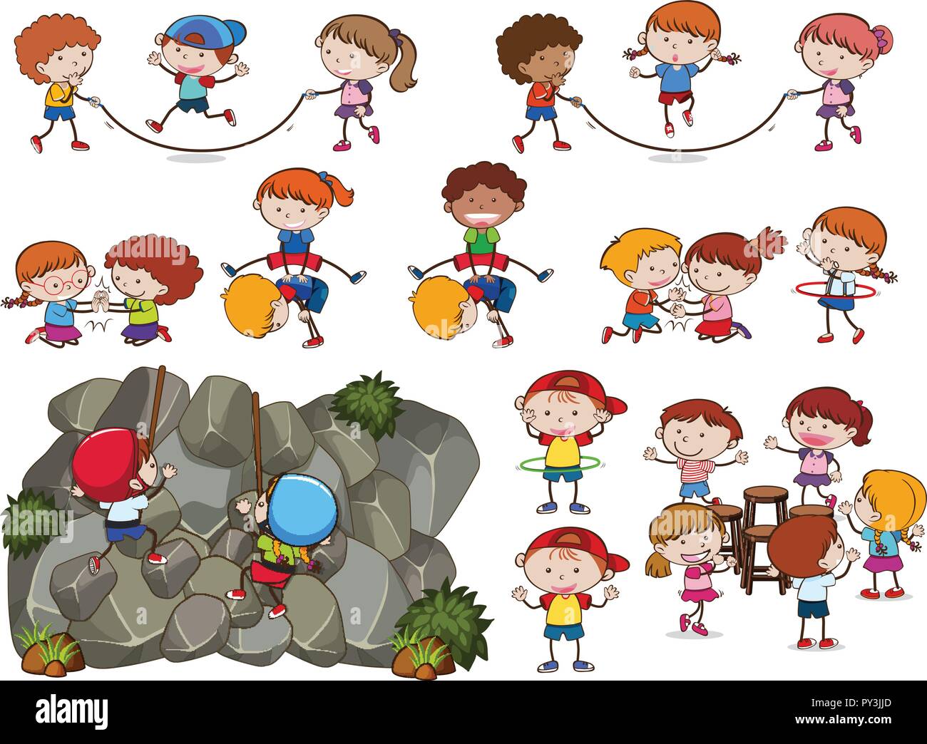 Kids and Activities on White Background illustration Stock Vector Image ...