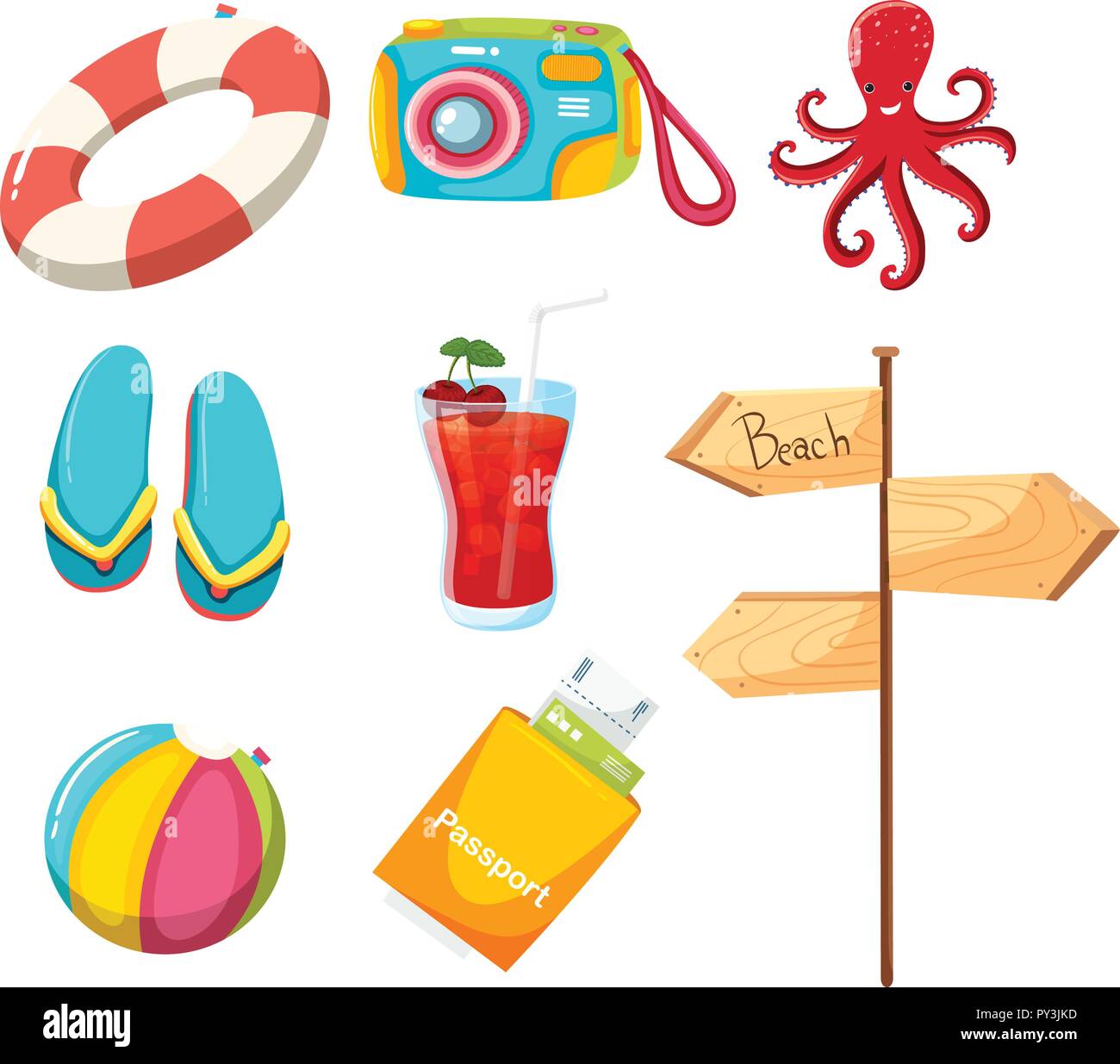 A Set of Summer Beach Element illustration Stock Vector Image & Art - Alamy