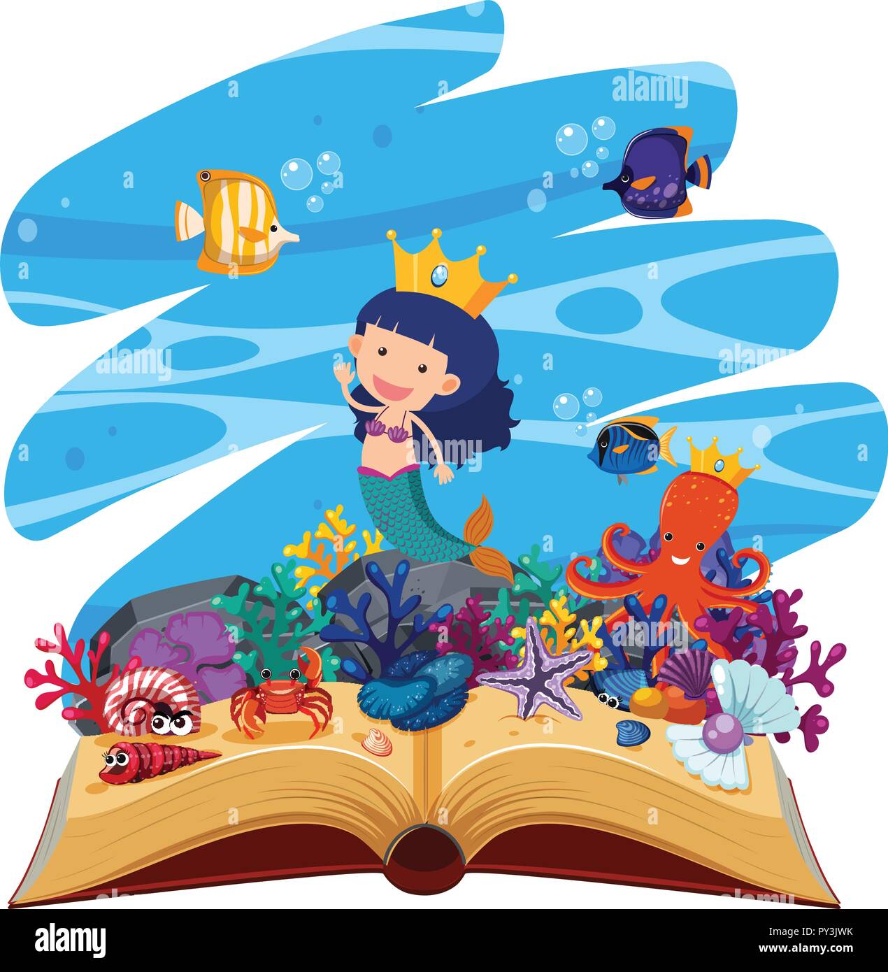 Deep water open book illustration Stock Vector Image & Art - Alamy