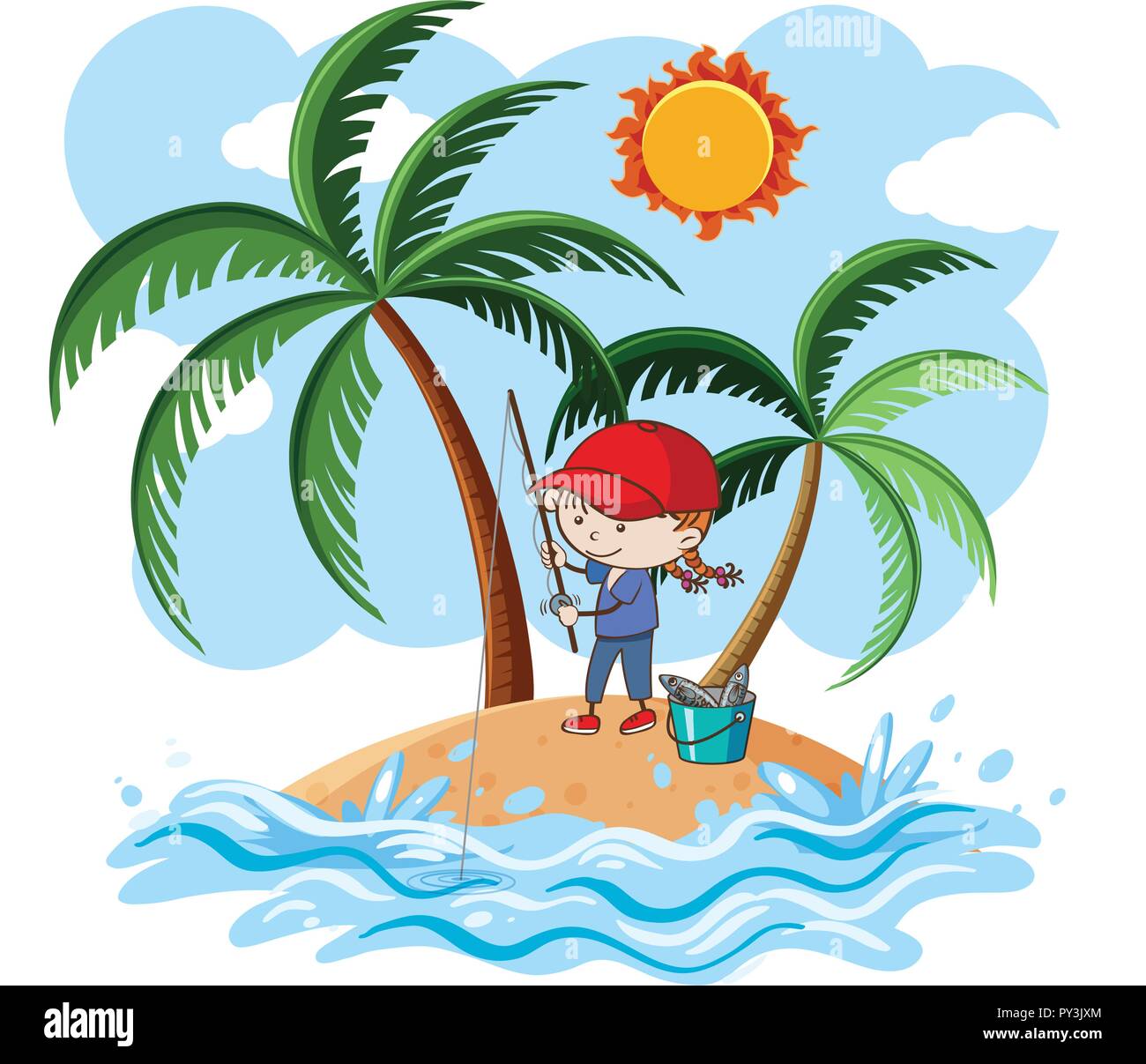 Girl Fishing Clip Art