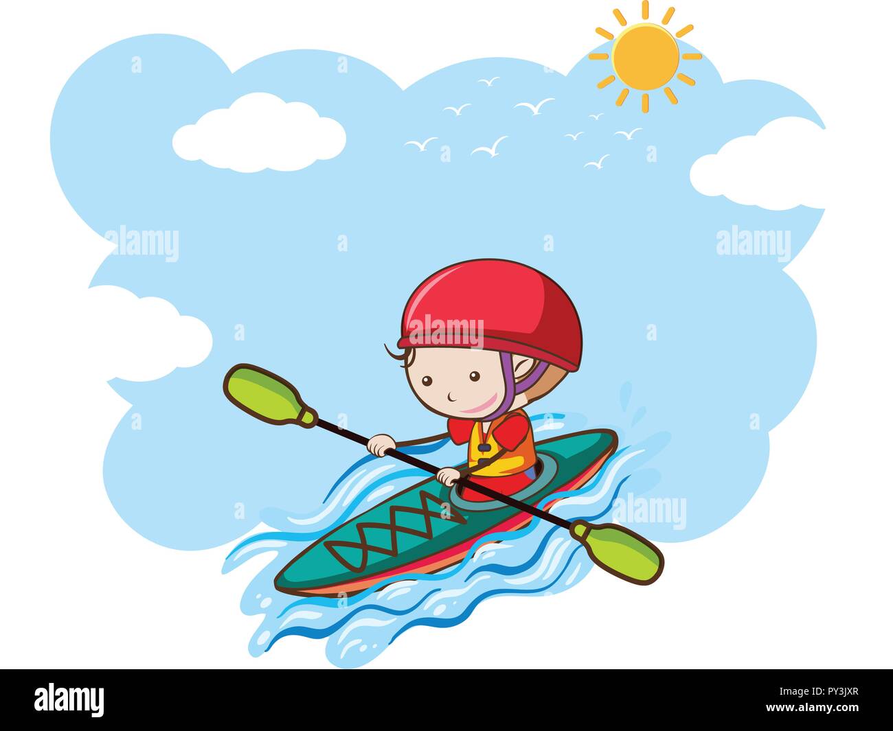 Boy kayaking Stock Vector Images - Alamy