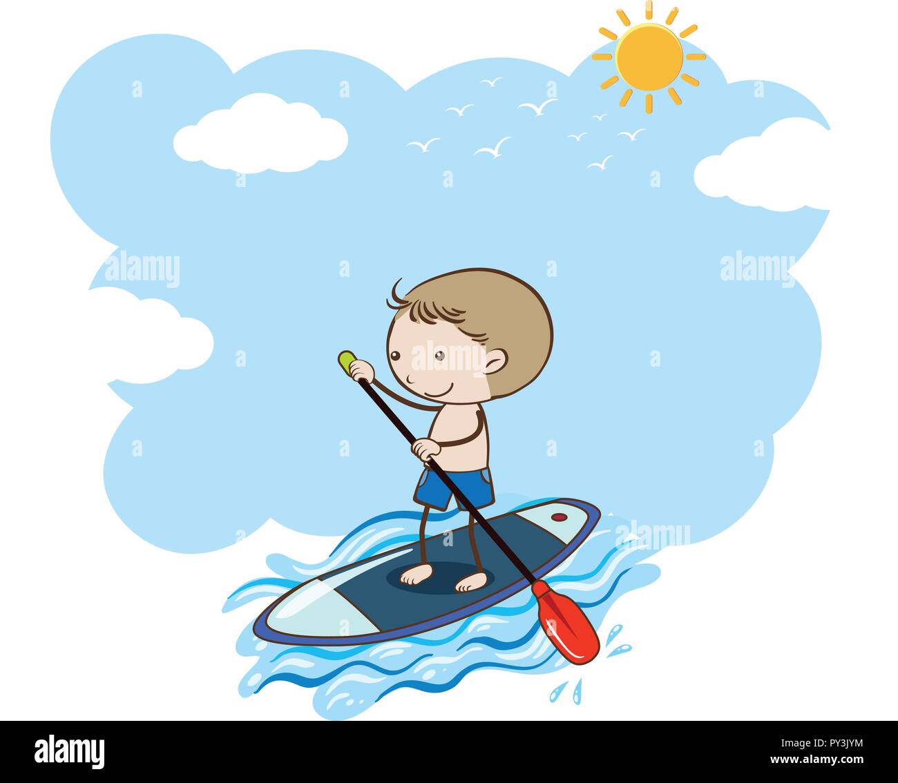 A Boy Doing Stand Up Paddle Board illustration Stock Vector Image & Art ...