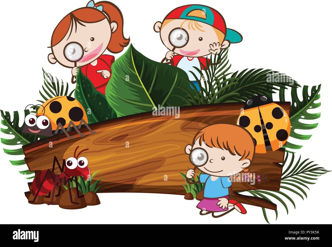 Kids Exploring the Nature Banner illustration Stock Vector Image & Art ...