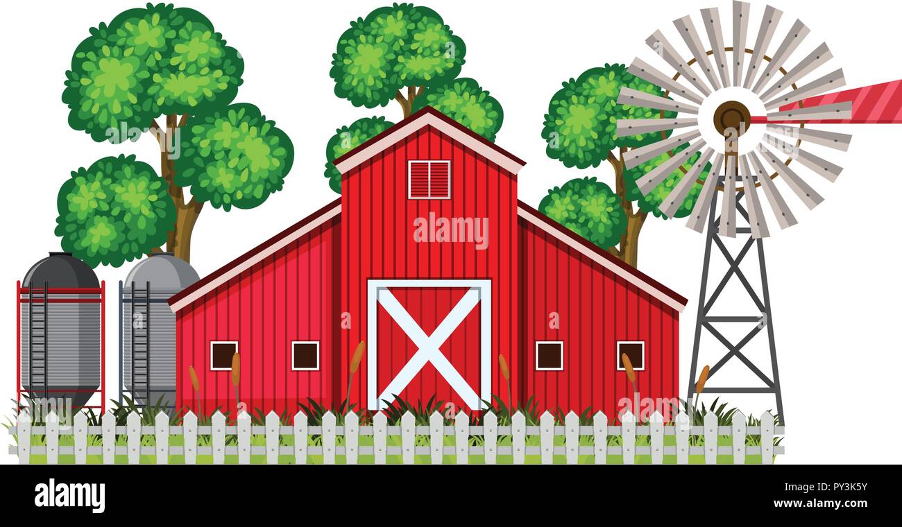 A Barn House on White Background illustration Stock Vector Image & Art ...