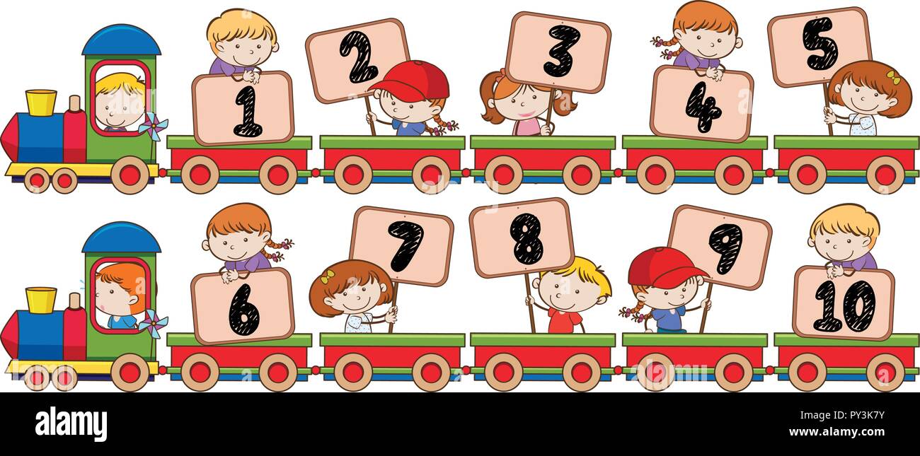 Train with Number One to Ten illustration Stock Vector Image & Art - Alamy
