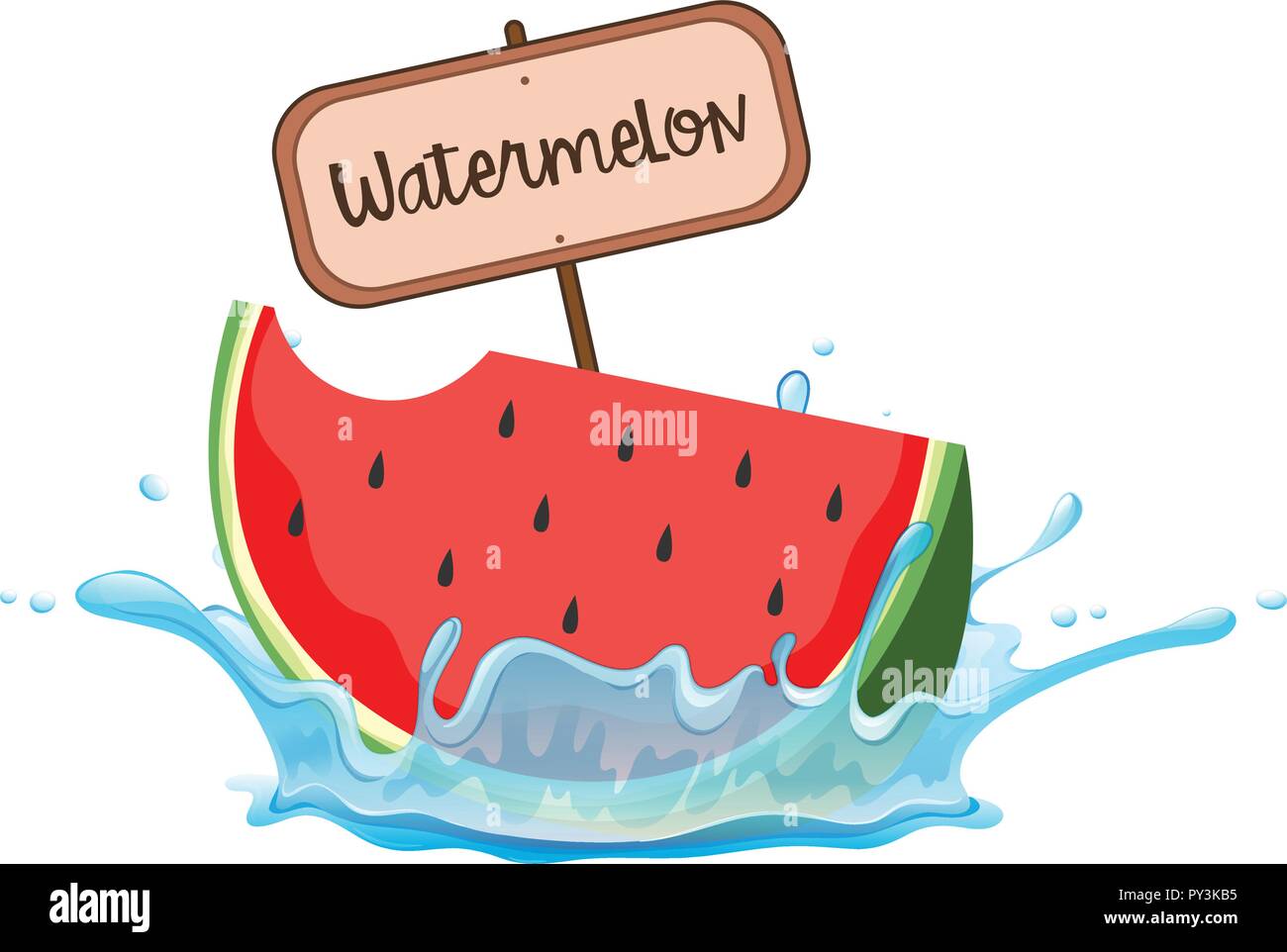 Watermelon and Sign on White Background illustration Stock Vector Image ...