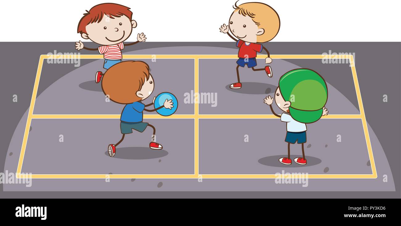 Kids Playing Hand Ball on White Background illustration Stock Vector ...
