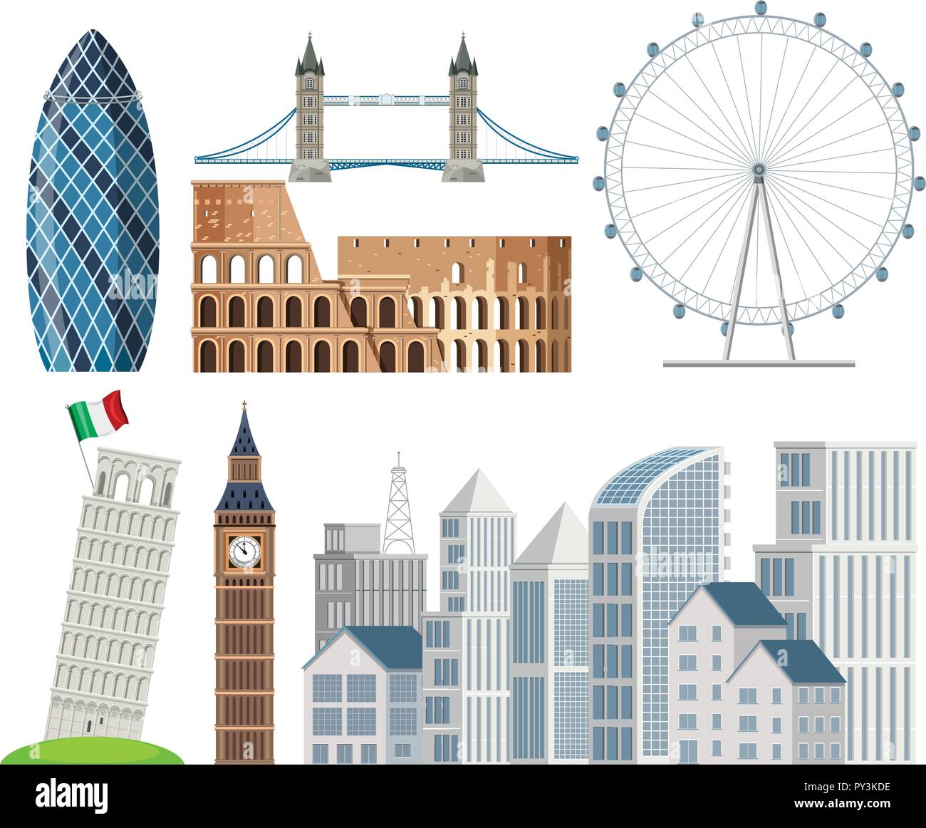 A Set of International Landscape illustration Stock Vector Image & Art ...
