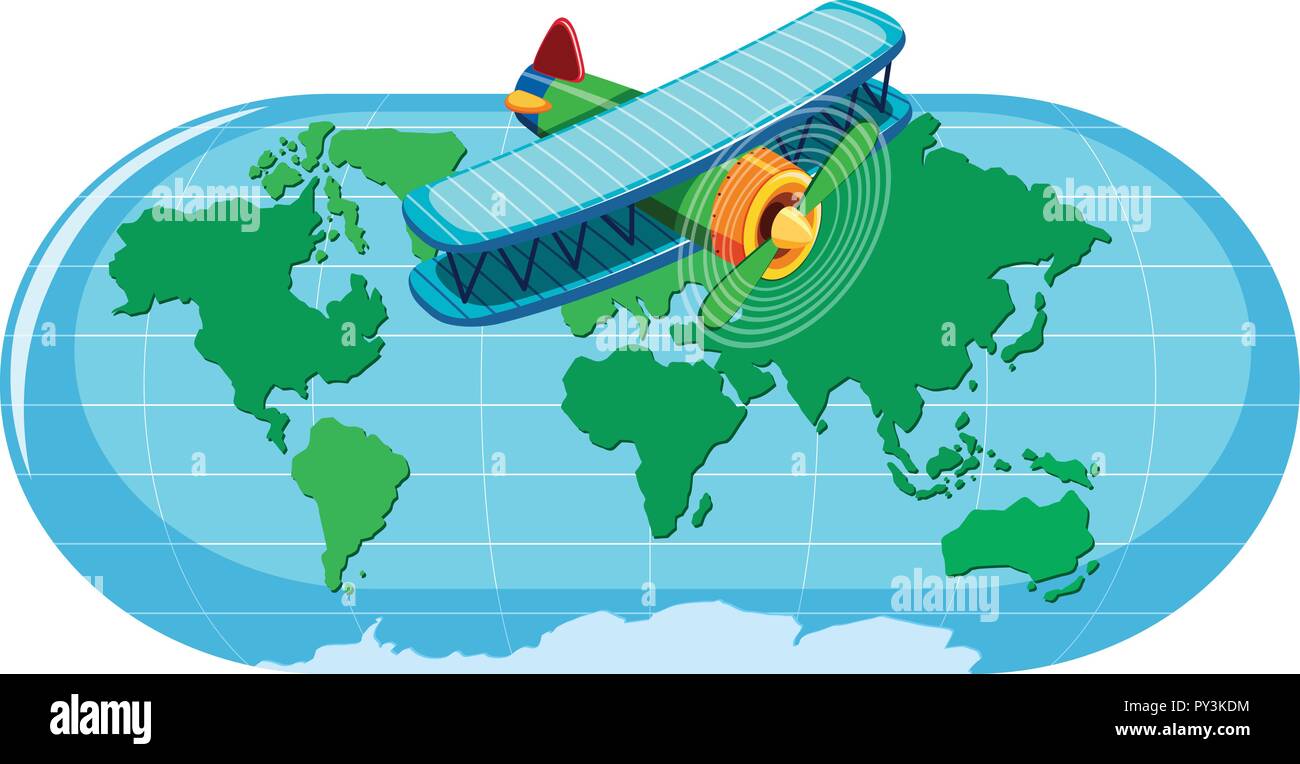 A World Map and Plane illustration Stock Vector Image & Art - Alamy