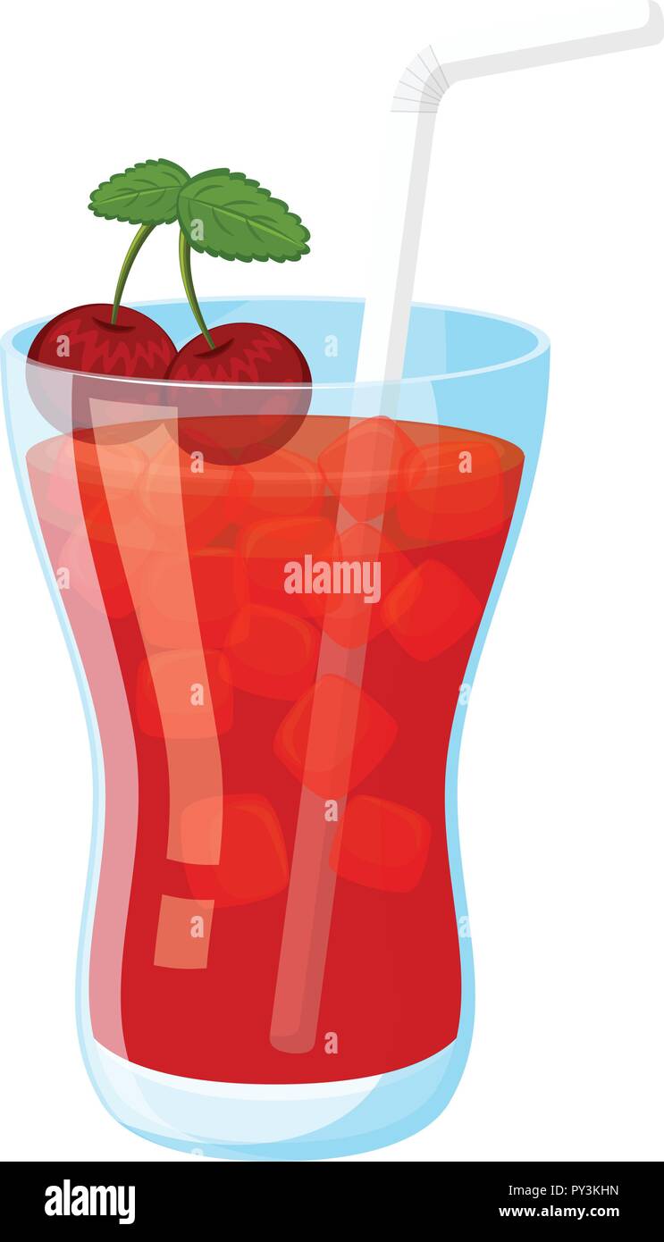 Red Cherry Cocktail on White Background illustration Stock Vector Image ...