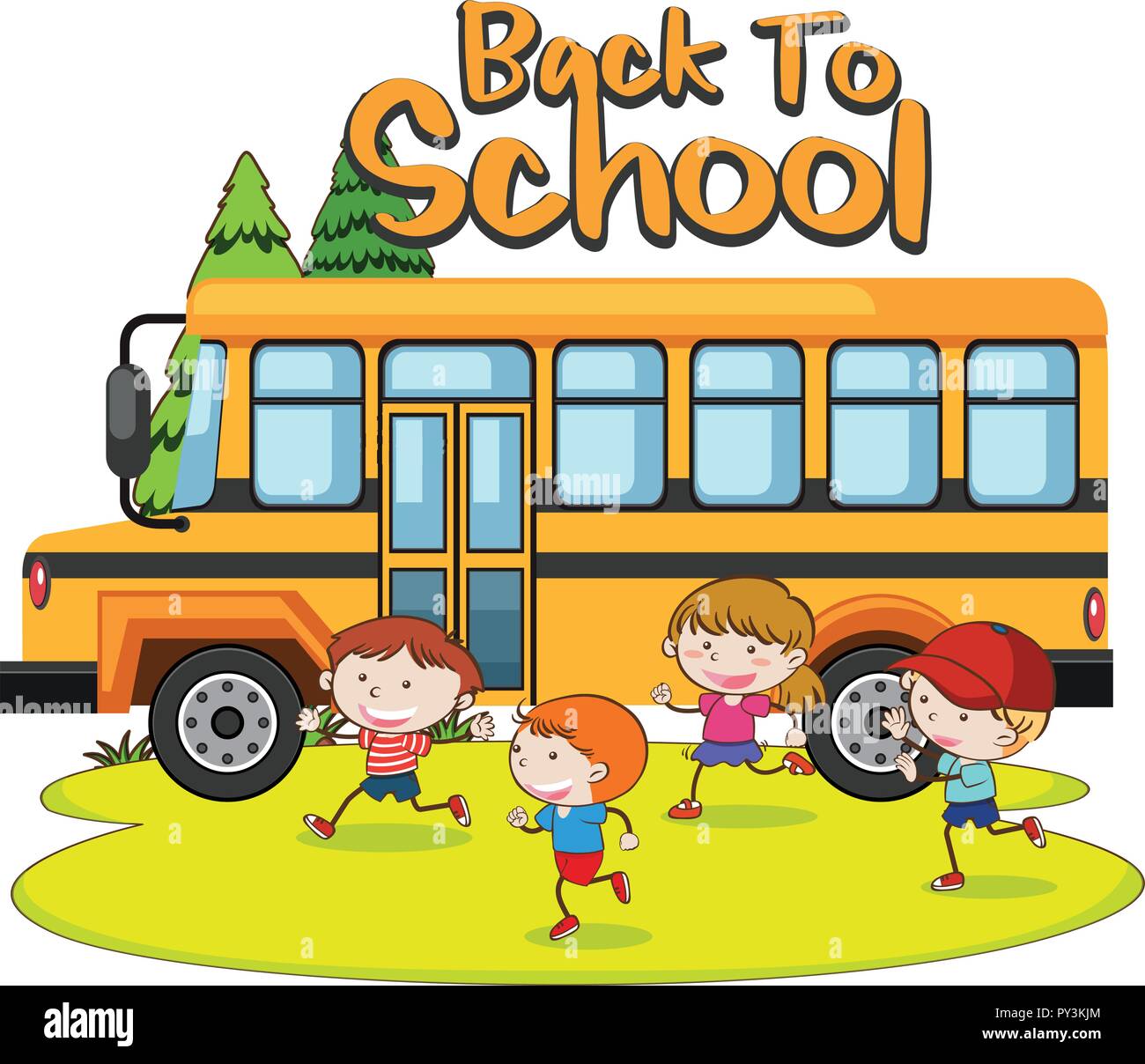 Back to School and Bus Template illustration Stock Vector Image & Art ...