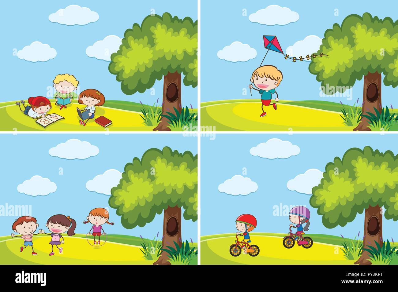 Set of children playing outside illustration Stock Vector Image & Art ...