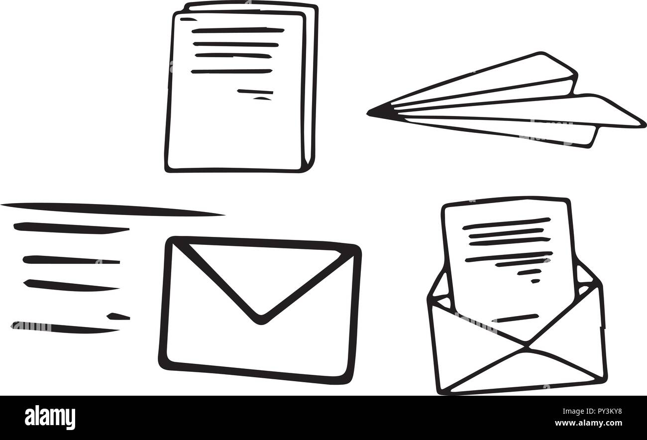 A Set of Doodle Mail illustration Stock Vector Image & Art - Alamy