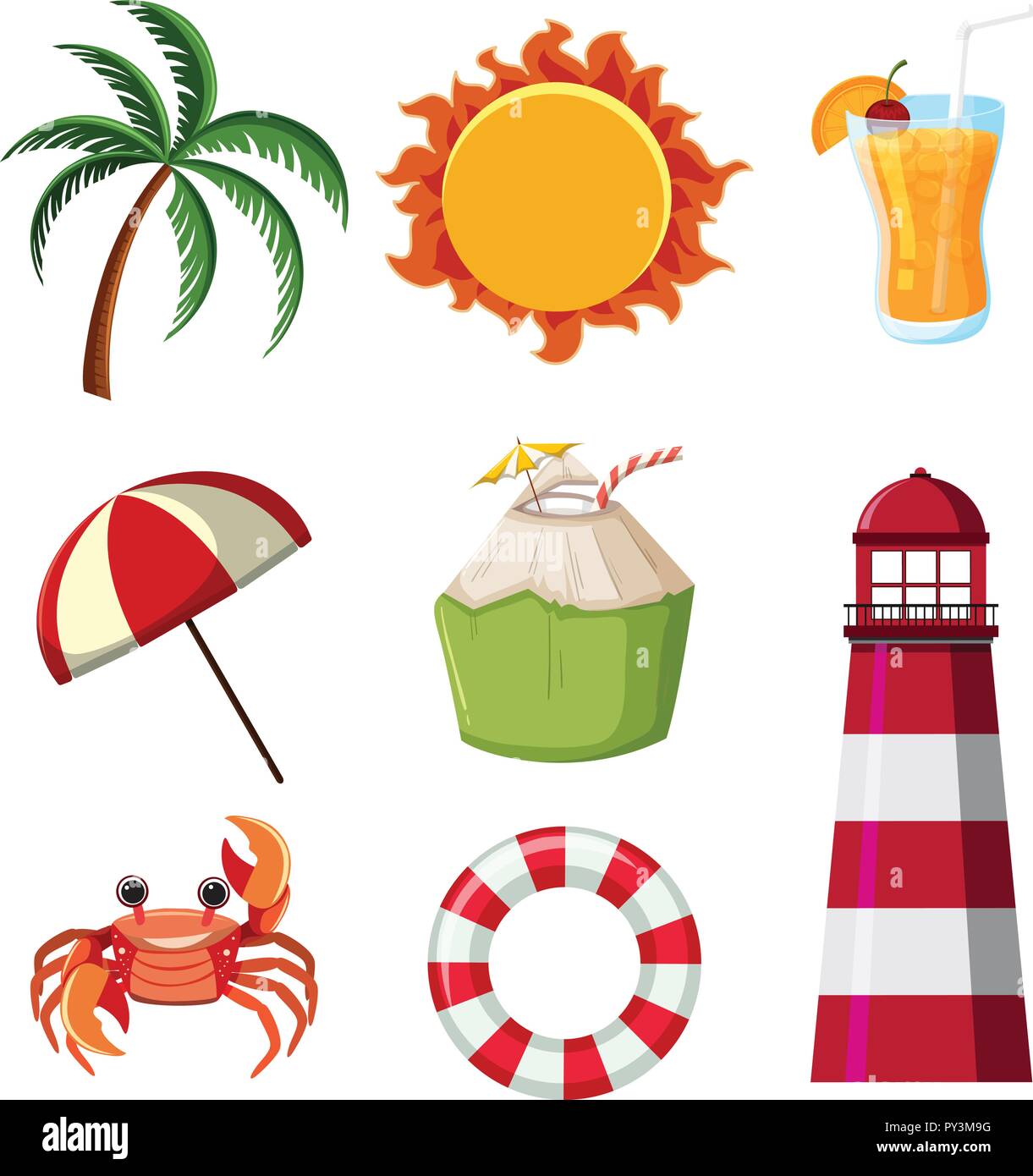 A Set of Beach Element illustration Stock Vector Image & Art - Alamy