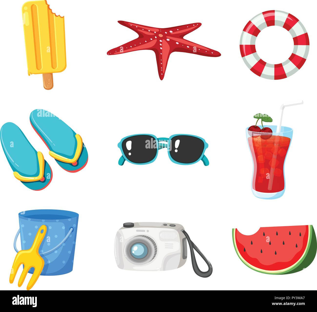 A Set of Summer Beach Element illustration Stock Vector Image & Art - Alamy