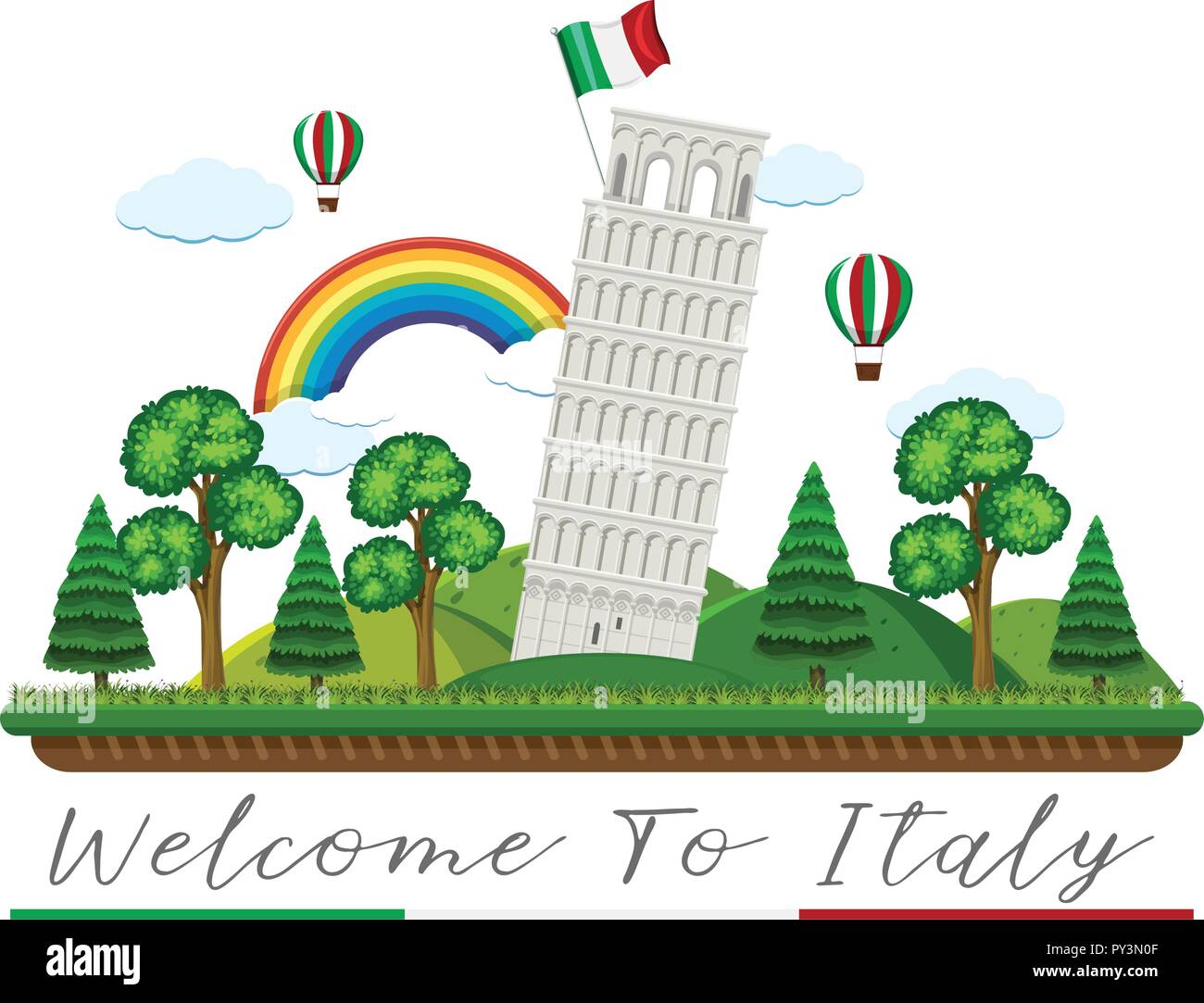 Italy Landmark on White Background illustration Stock Vector Image ...