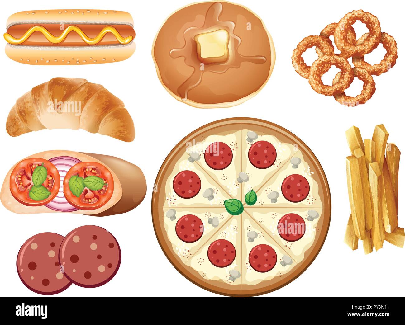 Set of different foods illustration Stock Vector Image & Art - Alamy