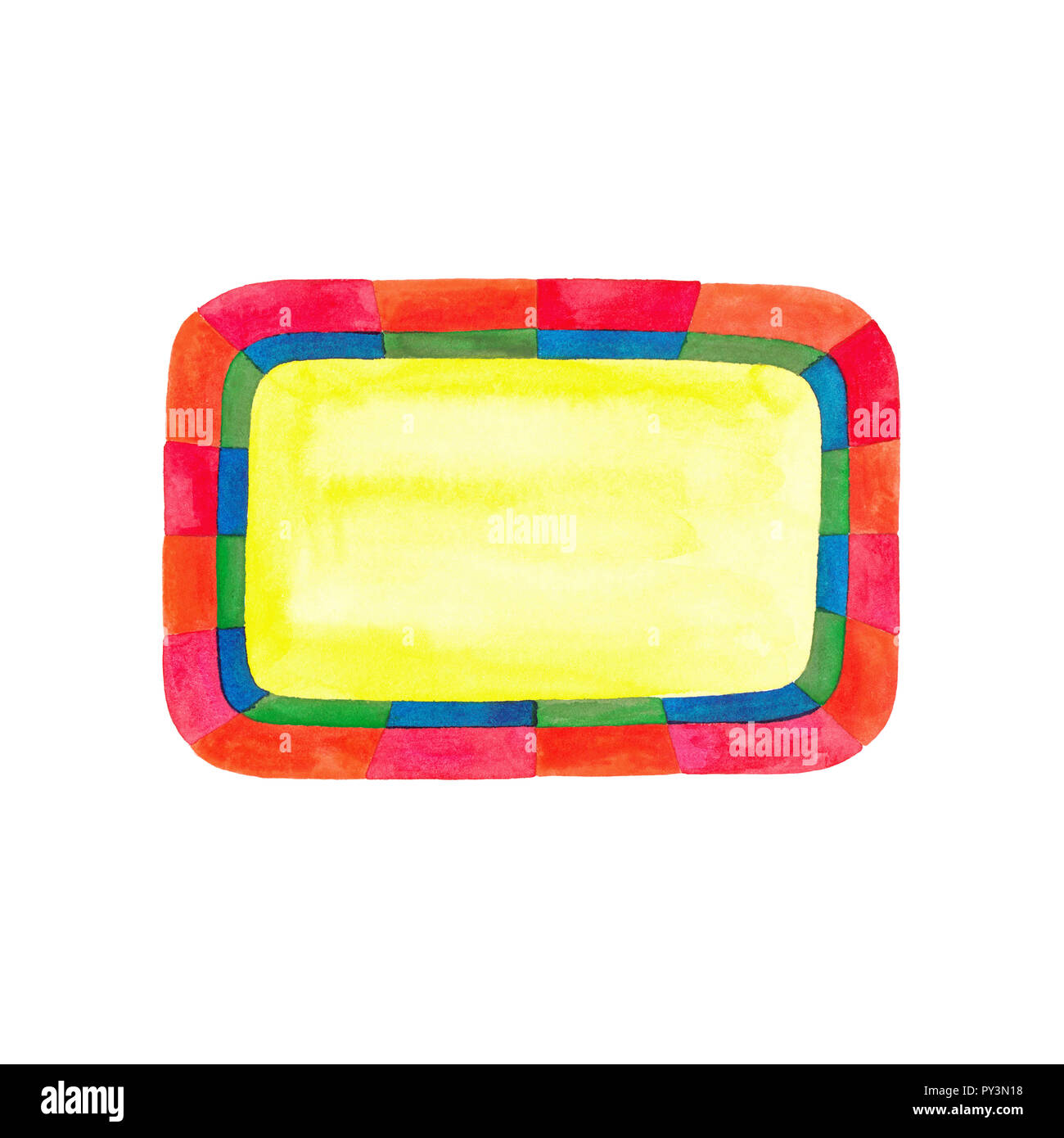 Watercolor rectangle frame border. Hand painted abstract art banner ...