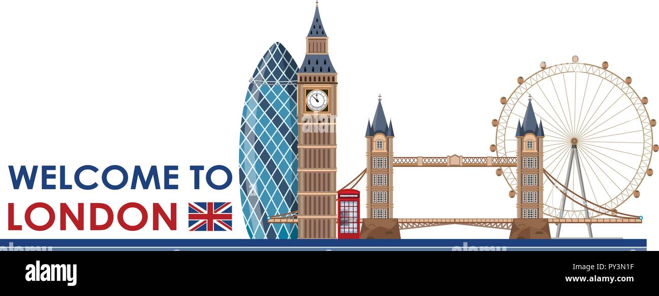 London Landmark on White Background illustration Stock Vector Image ...