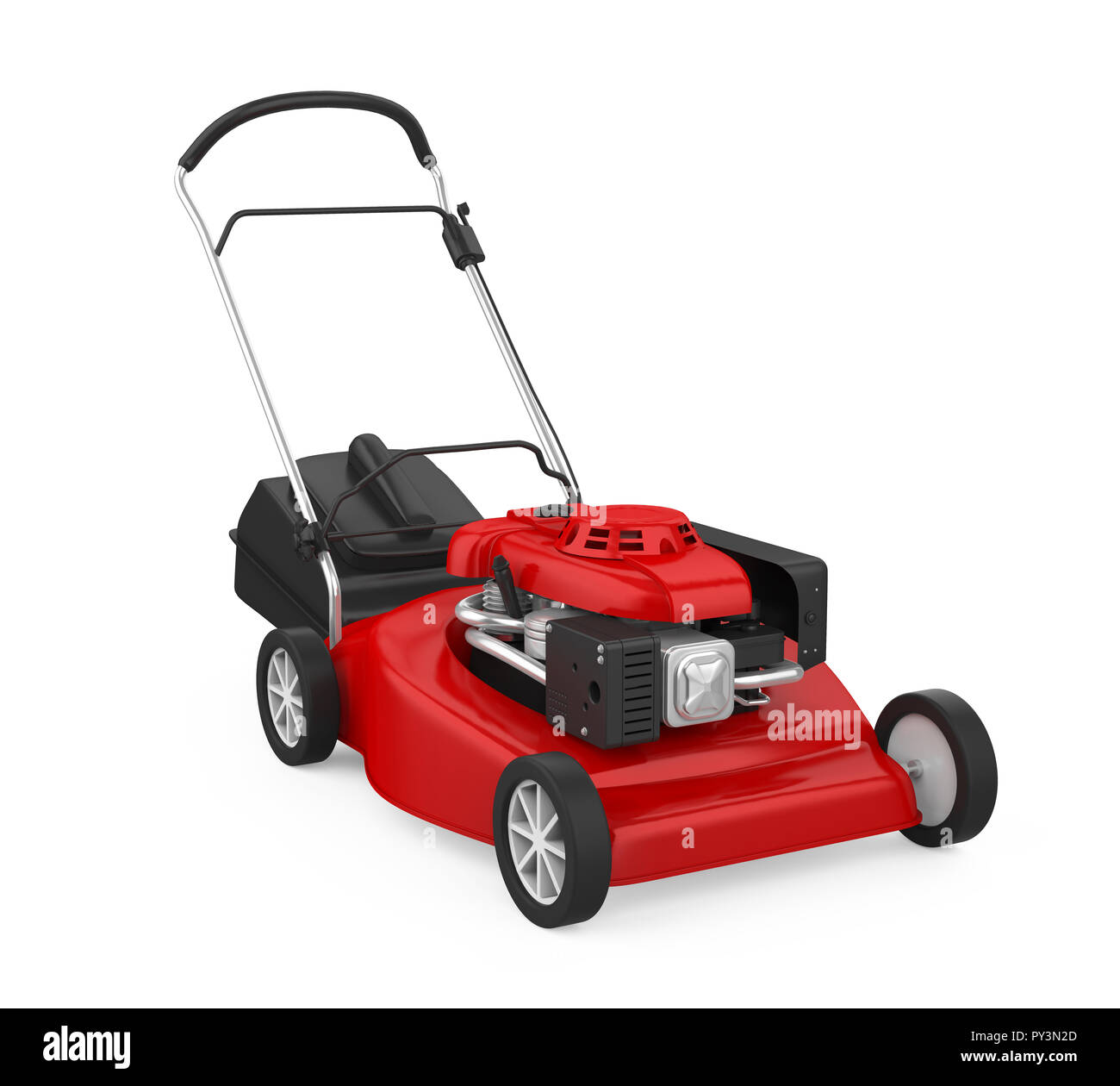 Red Lawn Mower Isolated Stock Photo - Alamy
