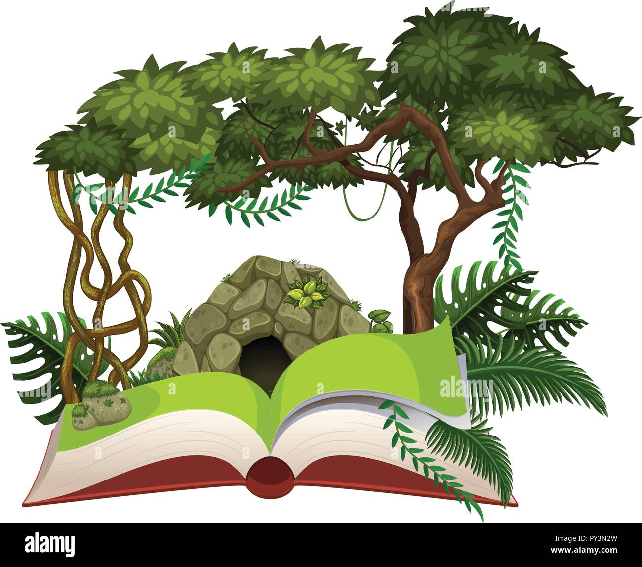 Wild forest open book illustration Stock Vector Image & Art - Alamy
