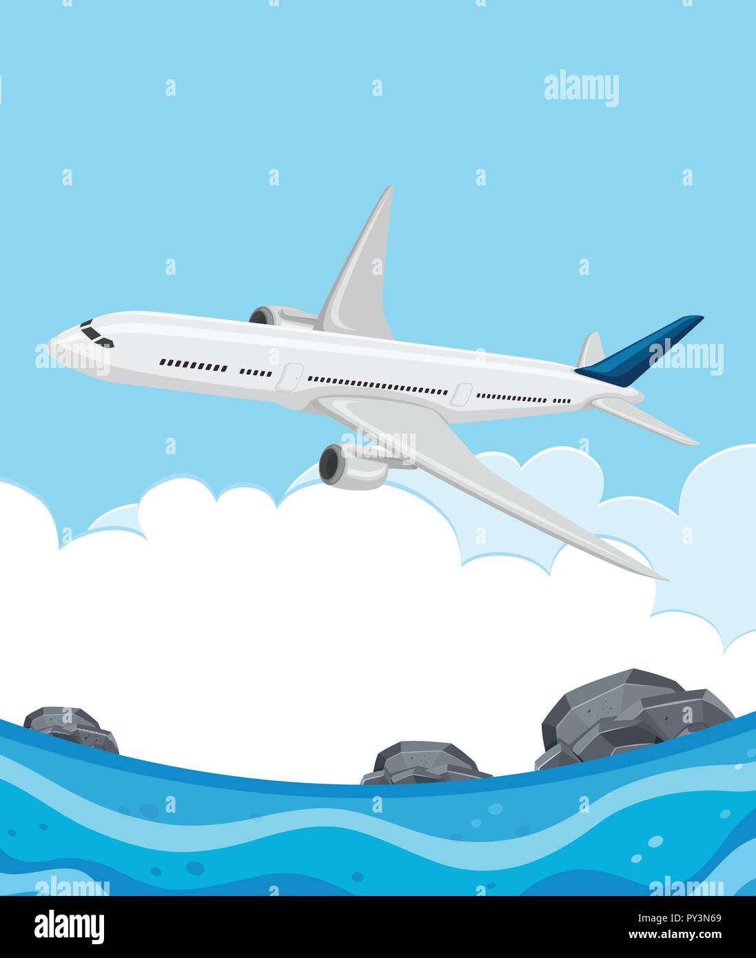 Airplane flying over the sea illustration Stock Vector Image & Art - Alamy