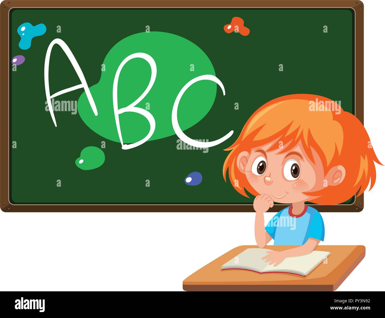 A girl and ABC balckboard illustration Stock Vector Image & Art - Alamy