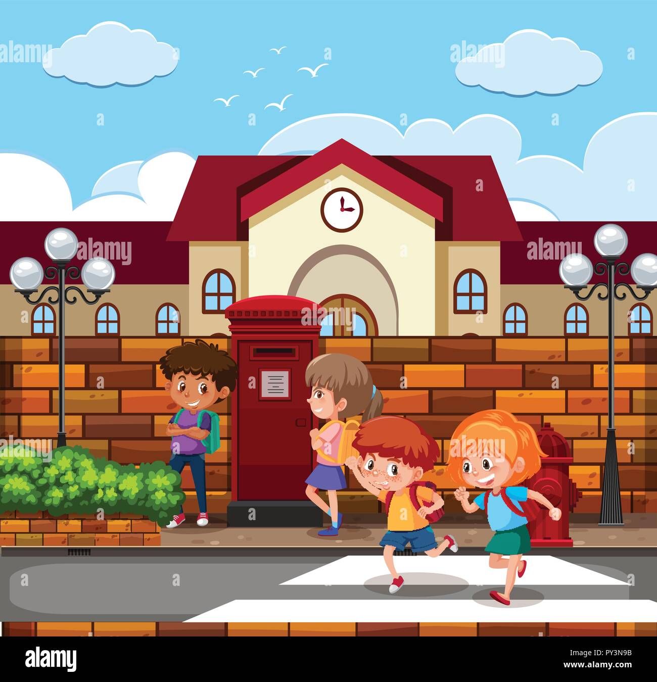 Children on the street illustration Stock Vector Image & Art - Alamy